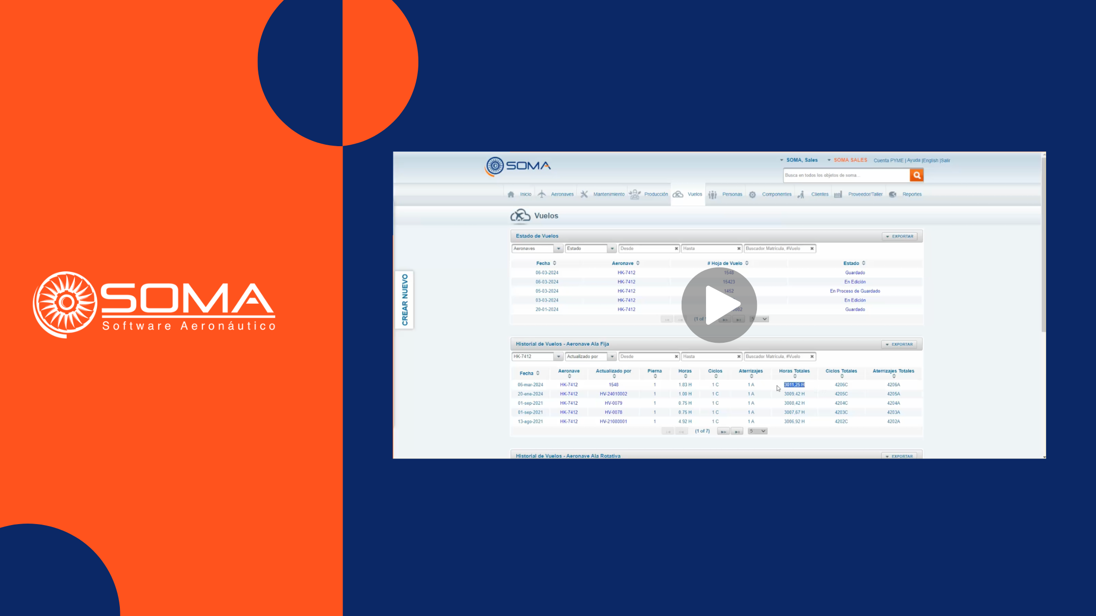 Desbloquea la excelencia operativa: Registros de vuelos con SOMA Software